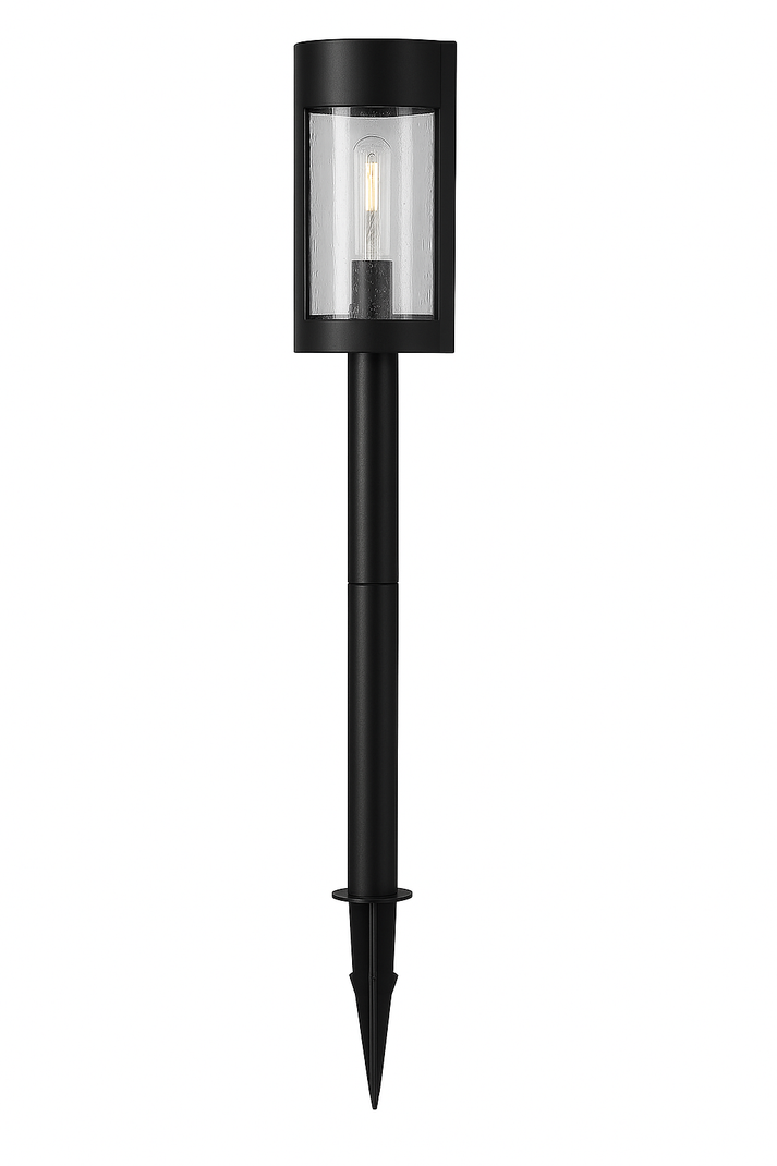 Hampton Bay 15 Lumens Solar Black LED Modern Bollard Path Light Set wi – OUTSIDE THE BOX