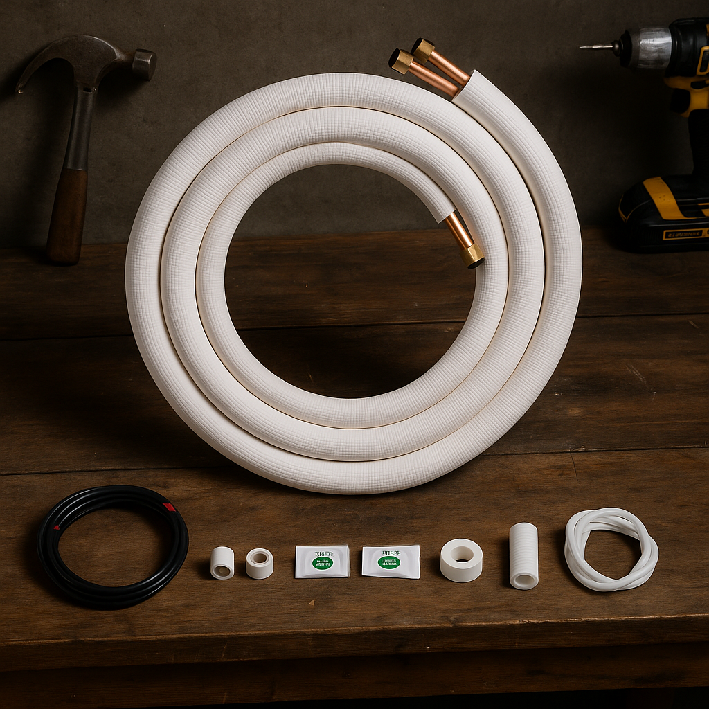 VEVOR 50 ft. Mini Split Line Set 3/8 in. and 5/8 in. O.D Copper Pipes ...