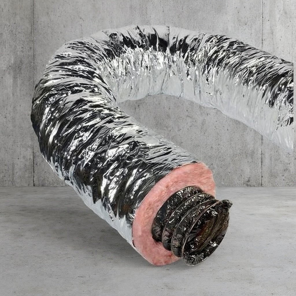 Master Flow 8 in. x 25 ft. Insulated Flexible Duct R6 Silver Jacket ...